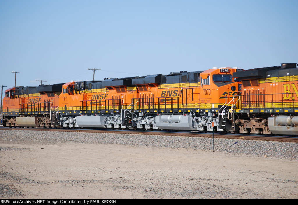 BNSF 7918 Leads the Two Very, Very Brand New C4's BNSF 7071 and BNSF 7070 as they pull eastbound ...